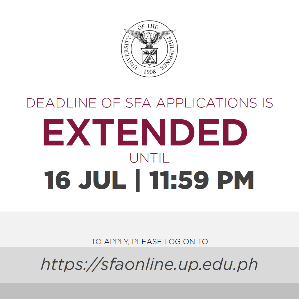 SFA Online Application Extended to July 16 – University of the Philippines