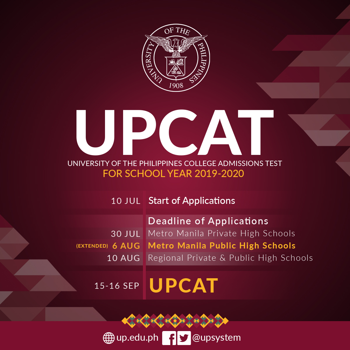 Upcat 2019 Online Application Now Open University Of The Philippines
