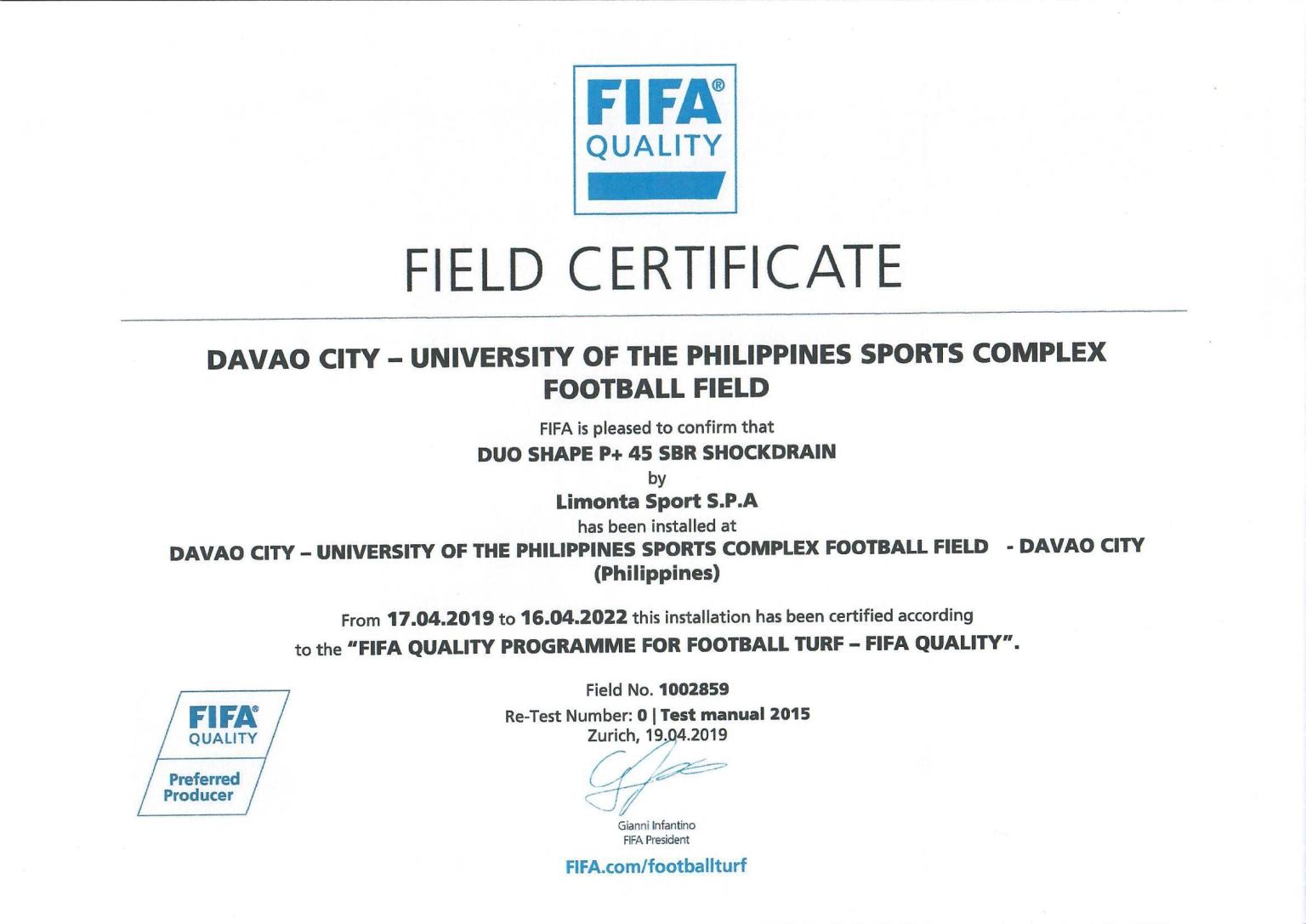 Davao City-UP Sports Complex football field passes FIFA certification ...