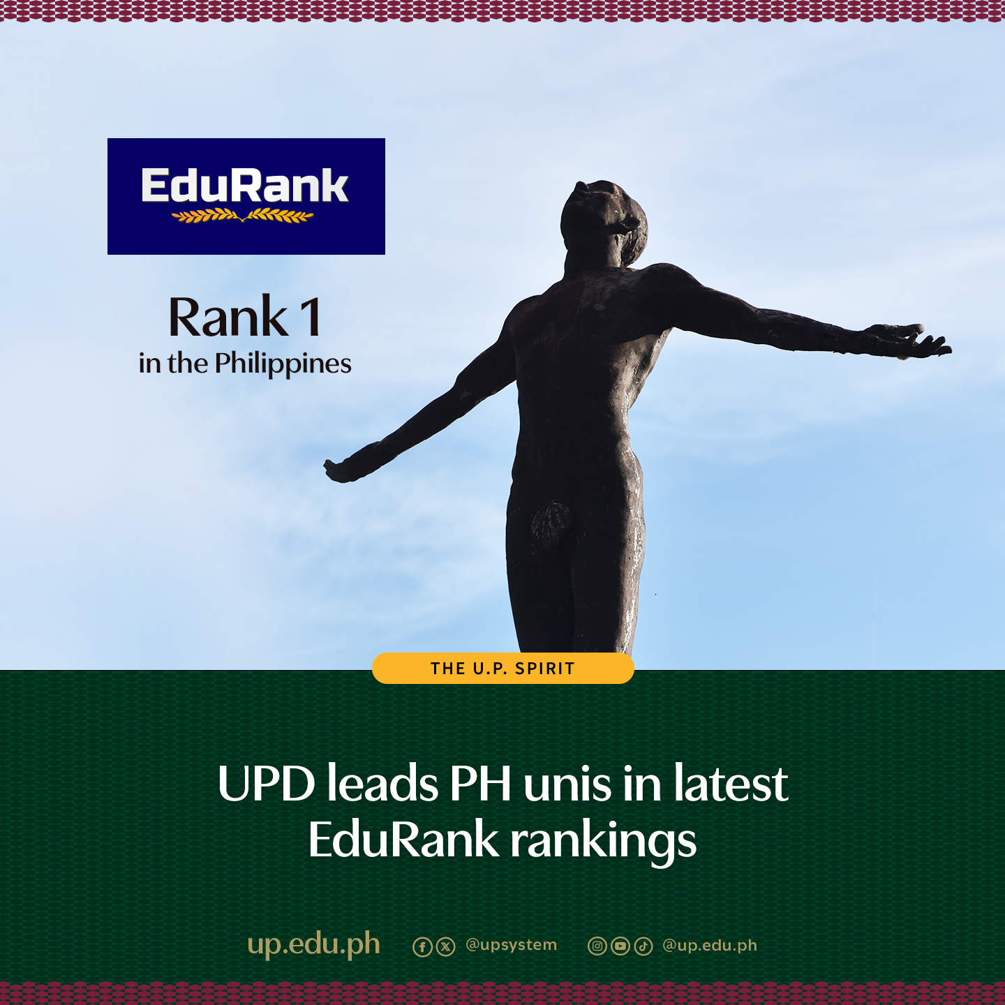 UPD leads PH unis in latest EduRank rankings - University of the ...